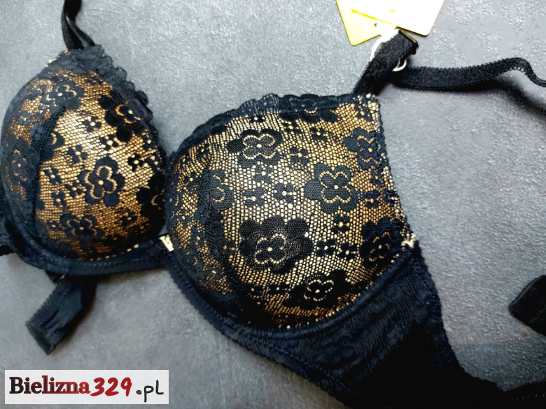 Stanik Push Up czarny koronkowy | Rozmiar 75c, 80c, 85c, 90c, 95c